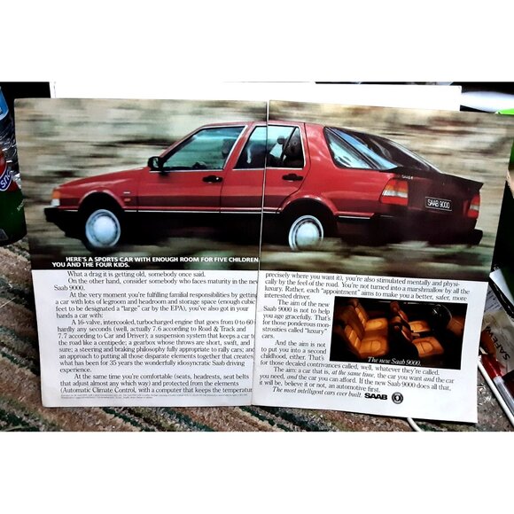 American Vintage | Wall Decor | 986 Saab 900 2 Page Car Red Original ...